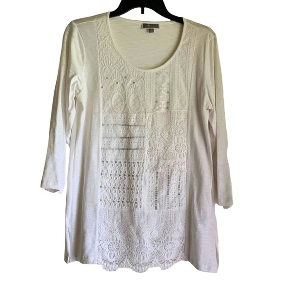 JM Collection | Tops | Jm Collection Small Womens White Crochet ...